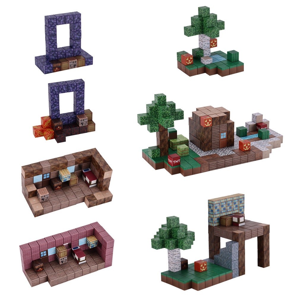 (JJ) 10pcs Minecraft DIY Merchandise Magnet Toy Mine Assembling ...