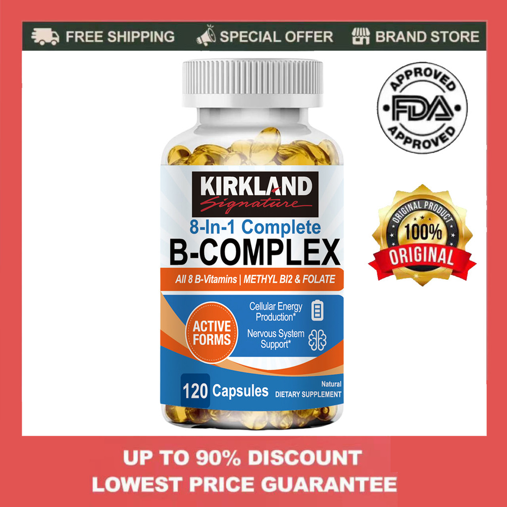 KIRKLAND 8-in-1 Vitamin B Complex Energy Nerve Blood Support for Men ...