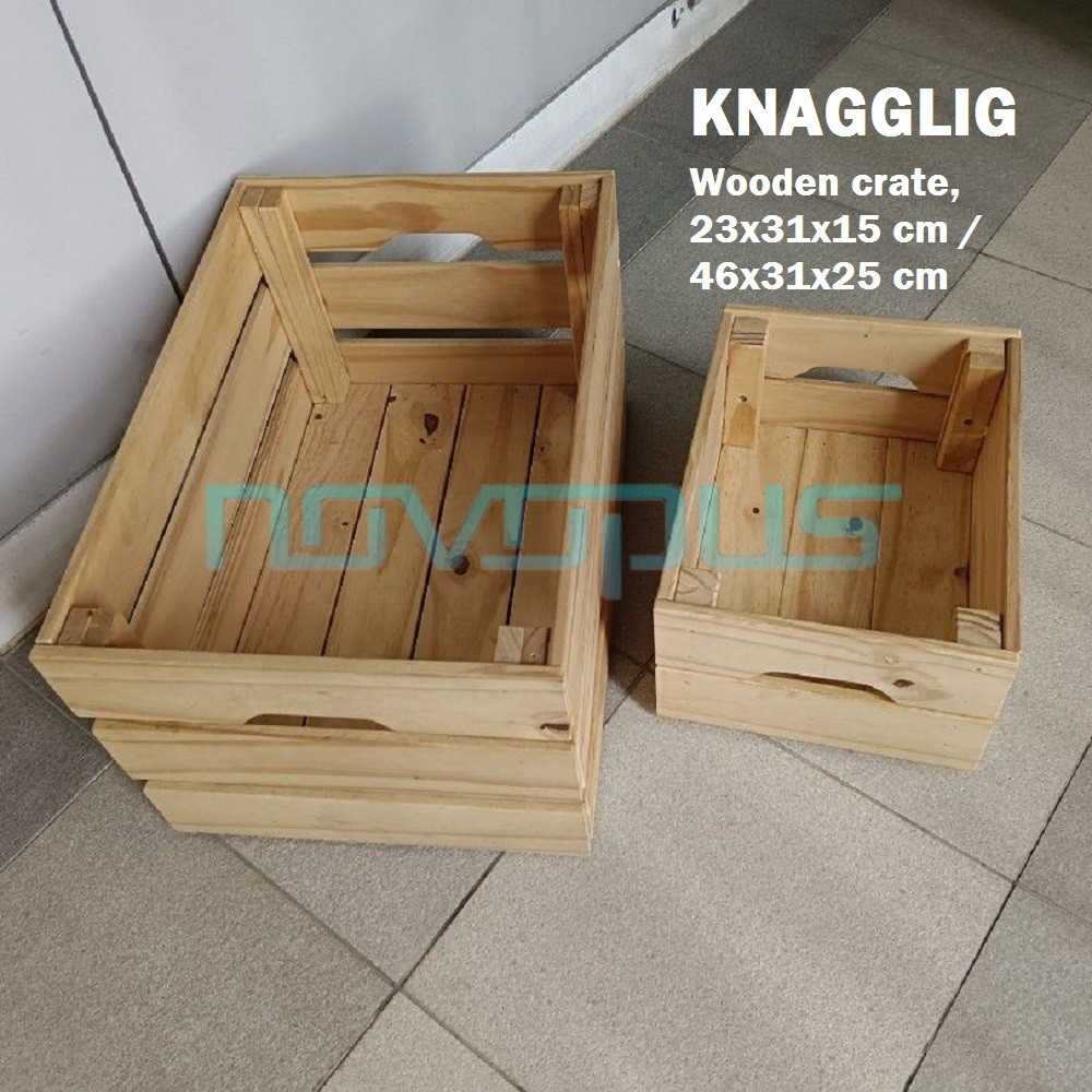 NOVO Super Durable Wooden Crate with Handles / Stackable Solid Pine ...