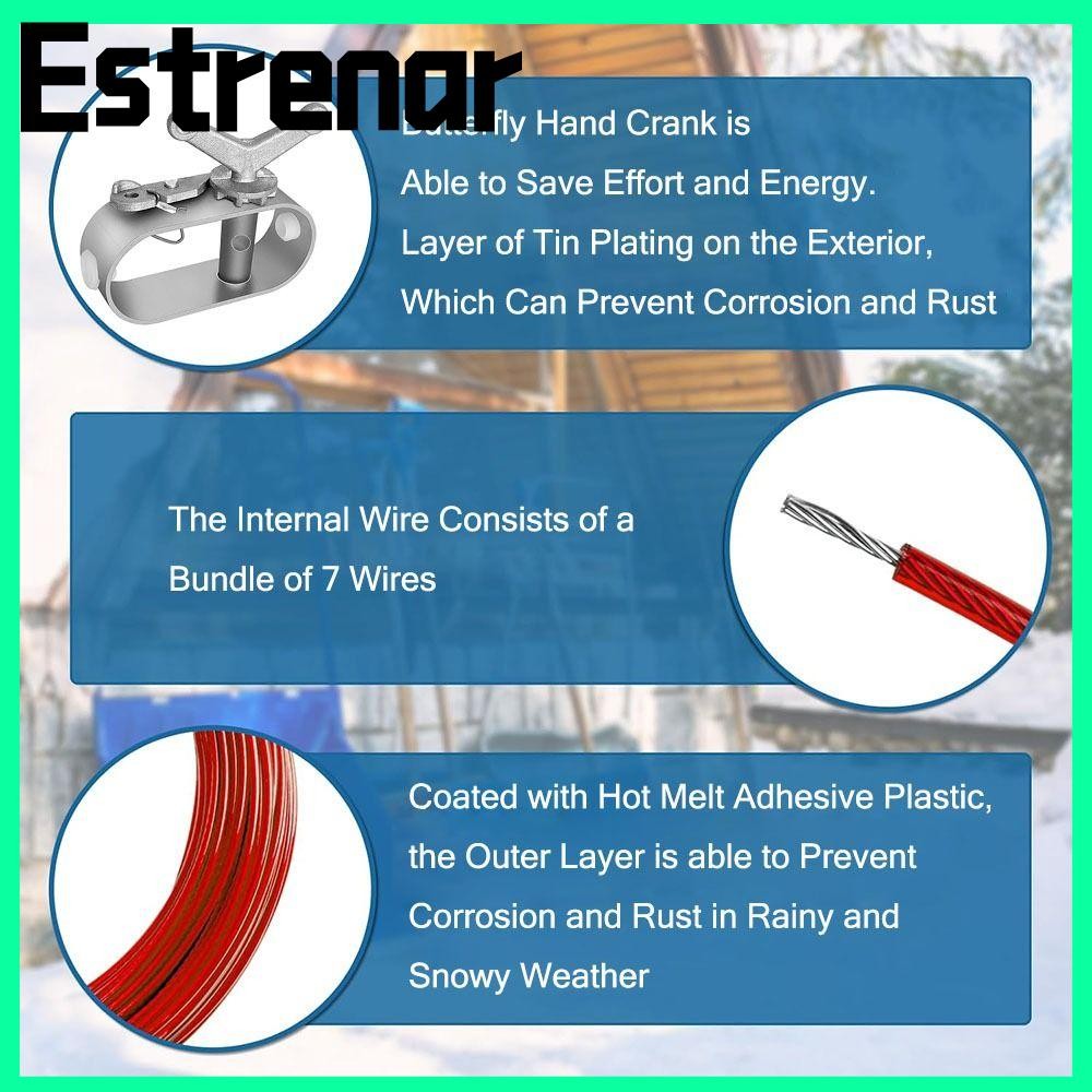 ESTRENAR Pool Cover Cable Winch Kit, 66/98/131Ft Stainless Steel Pool ...