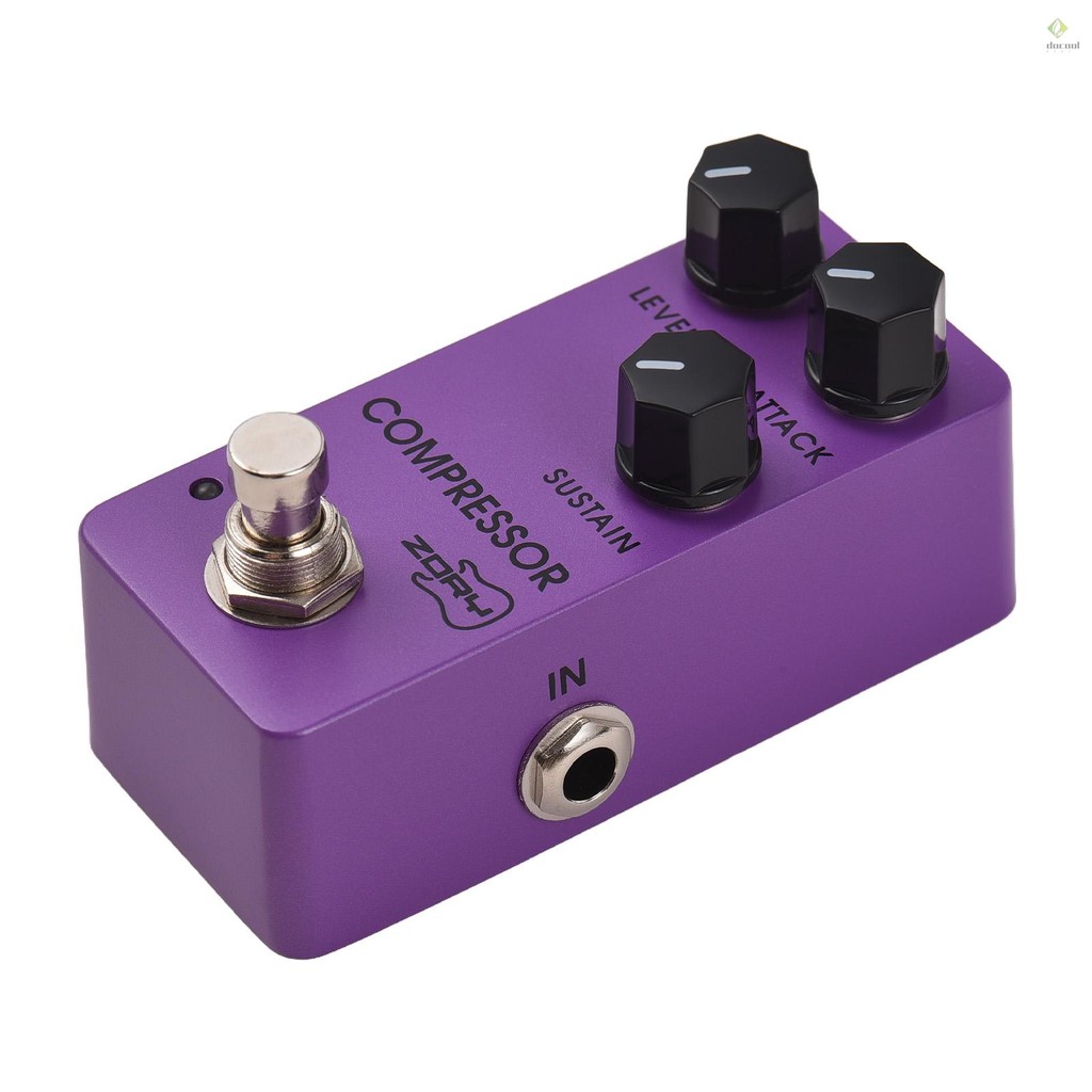 ZORY Guitar Compressor Effects Pedal LEVEL/ATTACK/SUSTAIN DC 9V 6.35mm Input/Output Interface ...