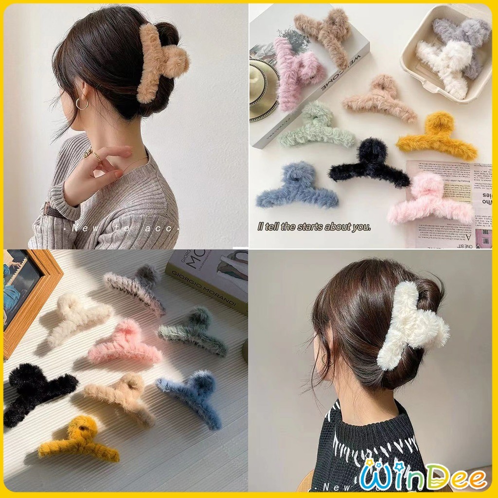 Soft Furry Hair Claw Big Clamp Sweet Plush Hair Crab Hairclip Faux Fur ...
