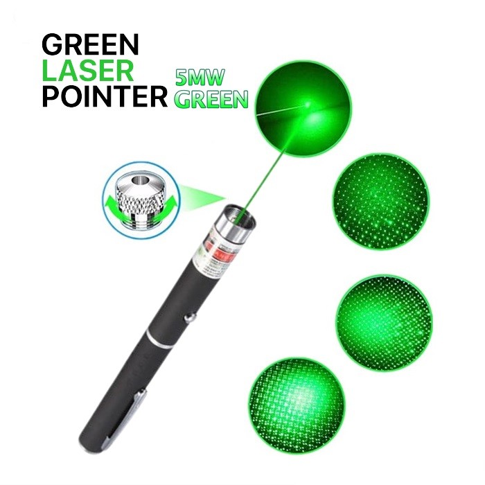 Green Laser Pointer (5MW Green) Pen Laser High Power 532n Tactical Starry Adjustable Focus Long ...