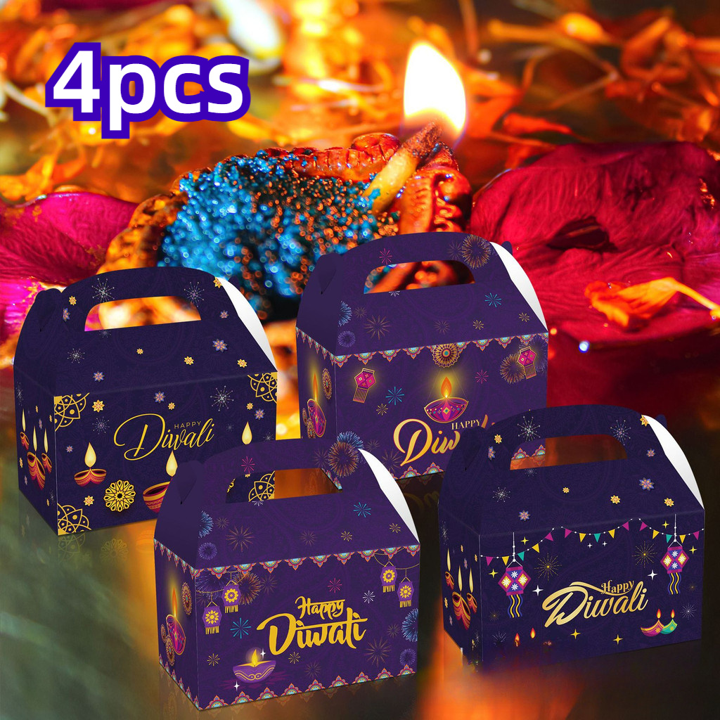 Diwali Decoration Gift Box Deepavali Handheld Kraft Paper Box Deepavali ...
