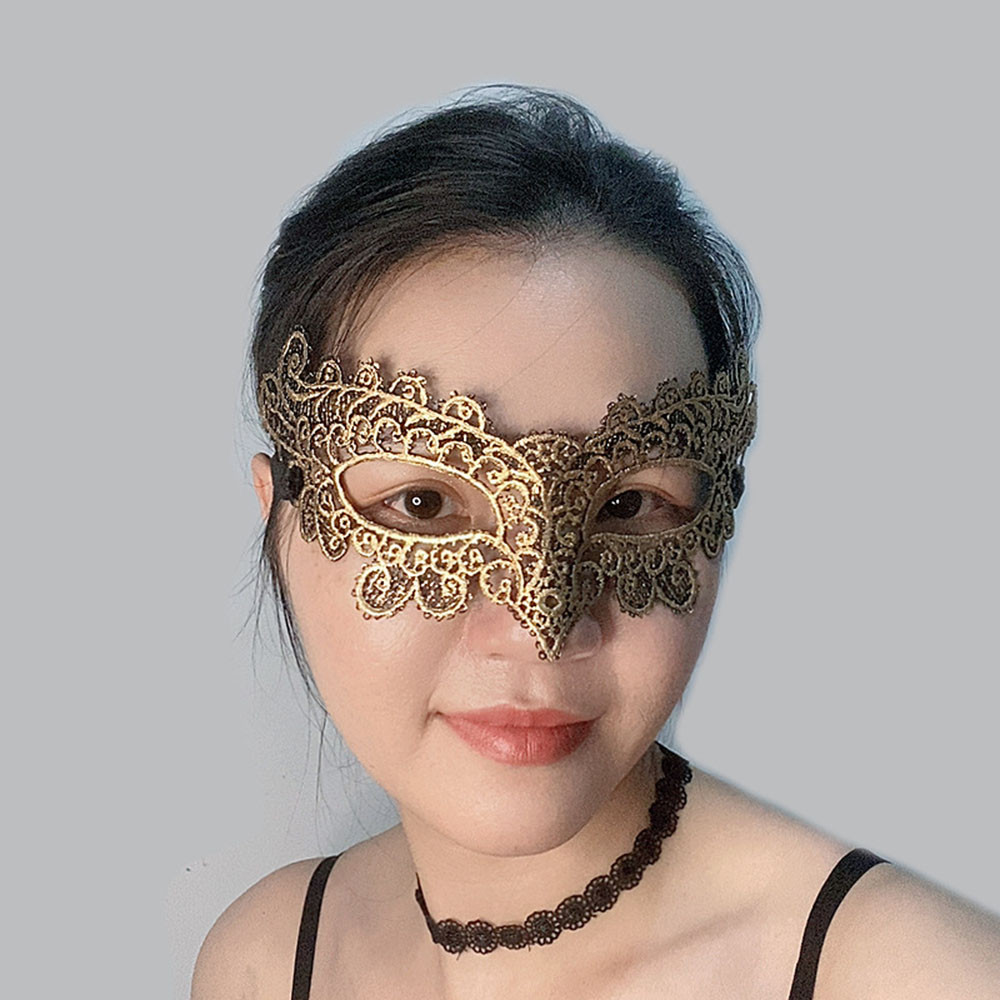 Hollow Lace Face Mask With Ribbon Women Half Face Fox Mask Mardi Gras ...