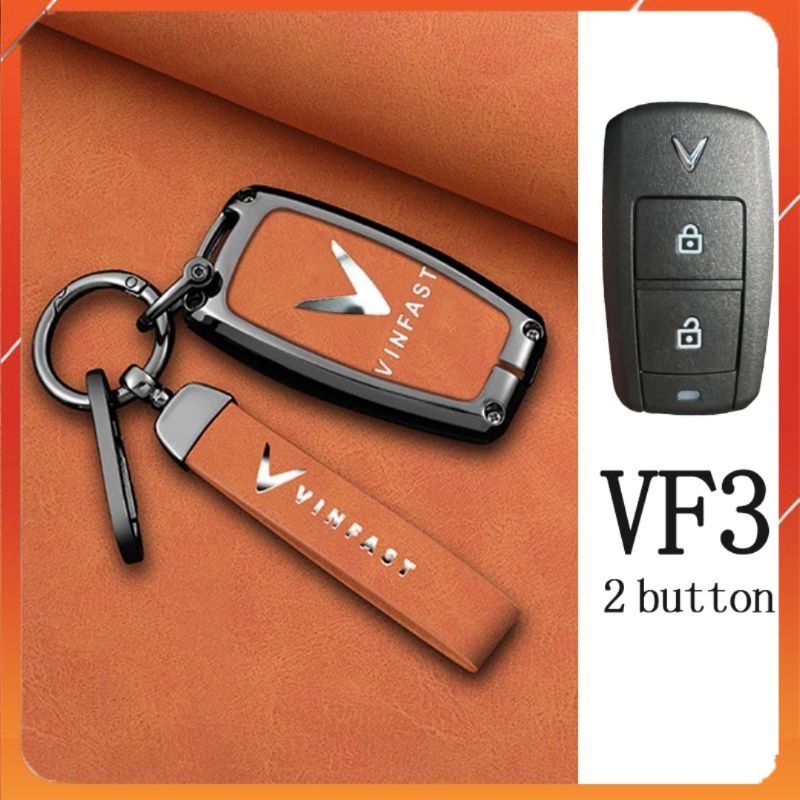 Vinfast VF3 key cover ️ Chrome-plated zinc alloy frame leather case ...