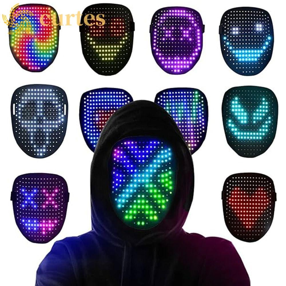 CURTES Halloween LED Mask, Gesture Induction Change Face Light Up Mask ...