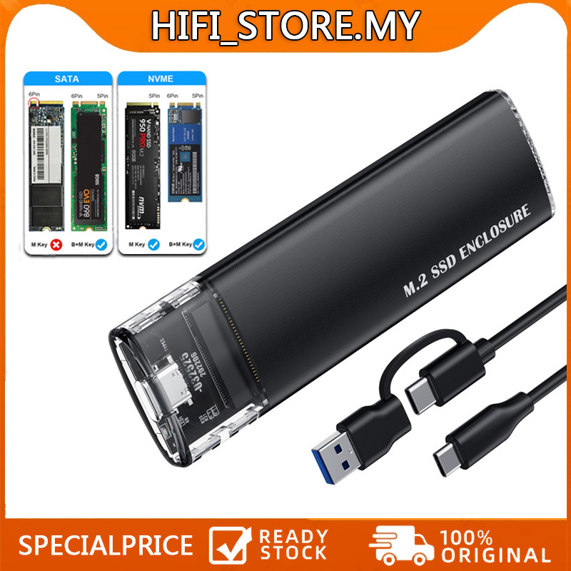 M.2 Solid State Drive Box Dual Protocol nvme to typec External sata Read Mobile m2 Universal SSD ...