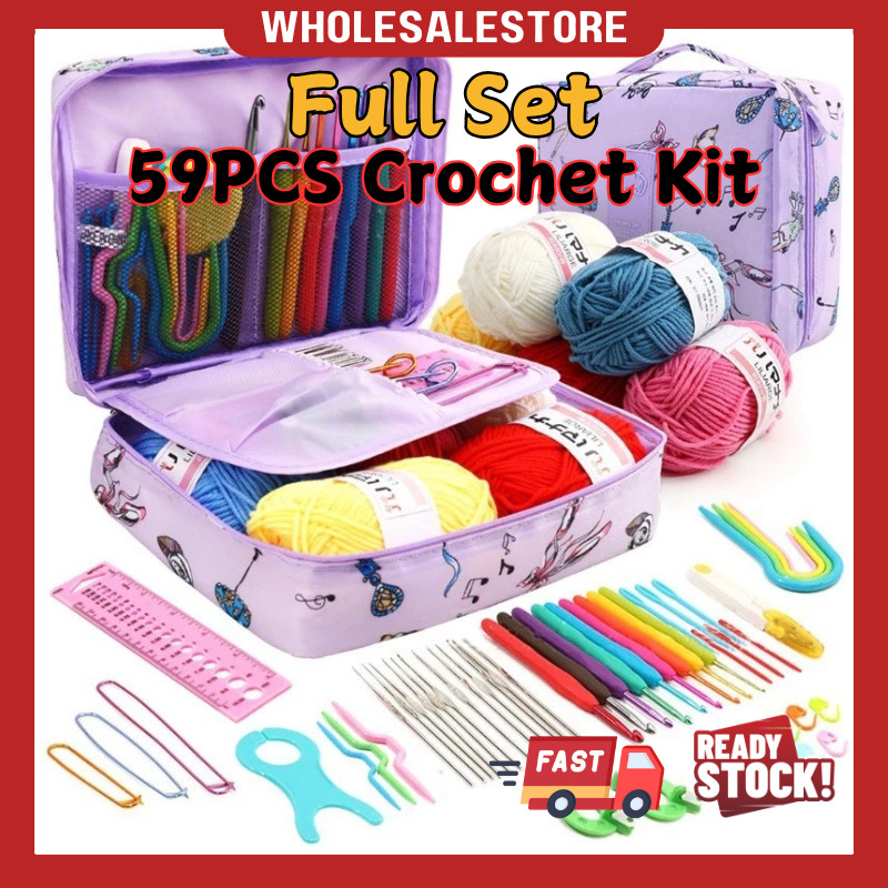 59PCS DIY Beginner Crochet Set Full Set Knitting Sew Kit Weaving Tools ...