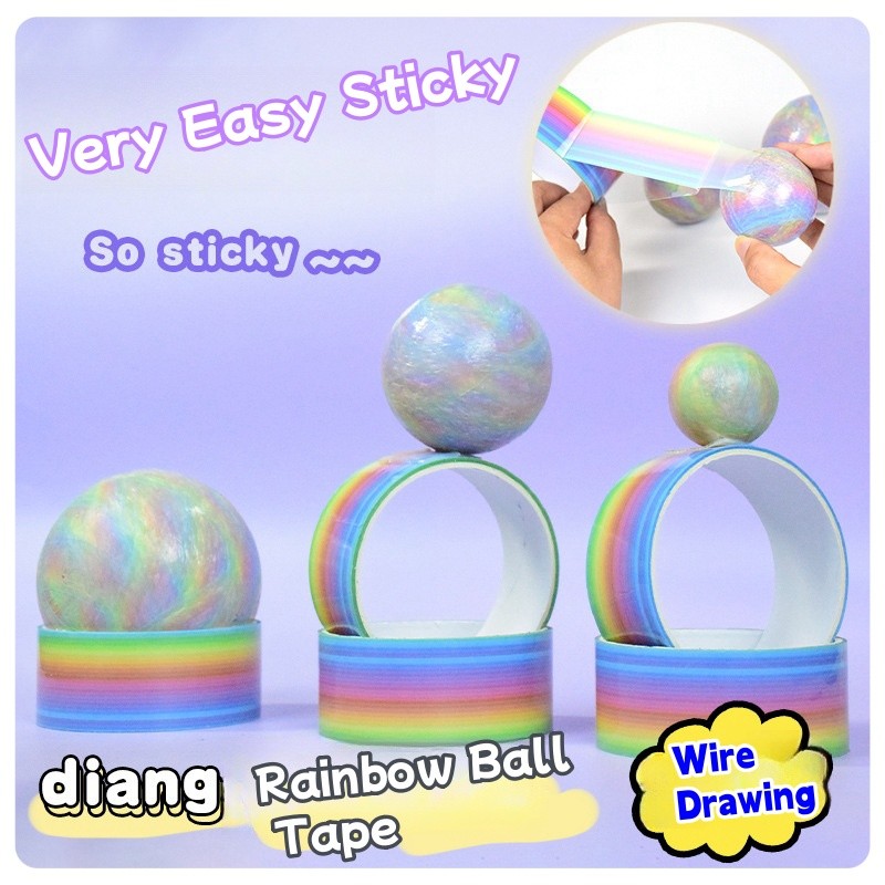 New Rainbow Ball Tape Decompression DIY Hand Drawn Ball Adhesive Tape ...