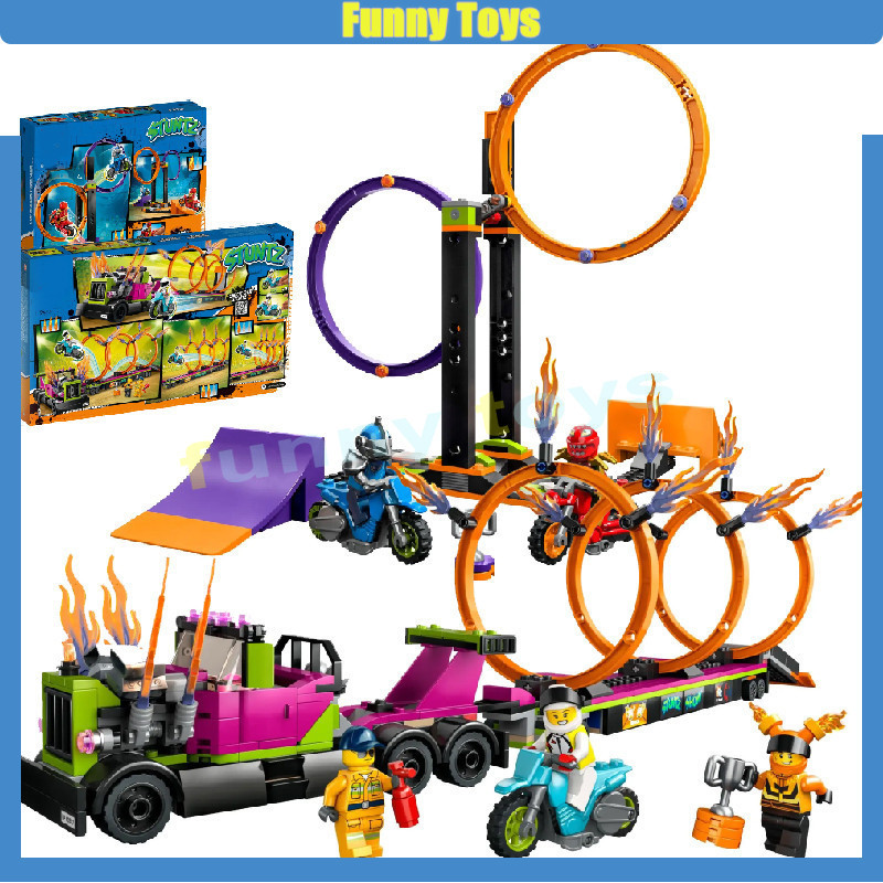 60357 Stunt Truck & Ring of Fire Challenge Building Blocks Spinning ...