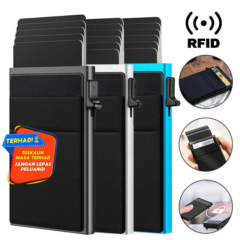 Luxury Rfid Slim Mini Wallet, Metal Credit Card Holder for Men Dompet ...