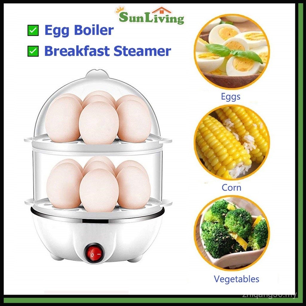 Electric Egg Boiler Half Boiled Egg Maker Double-Layer 2-Pin Plug Auto ...