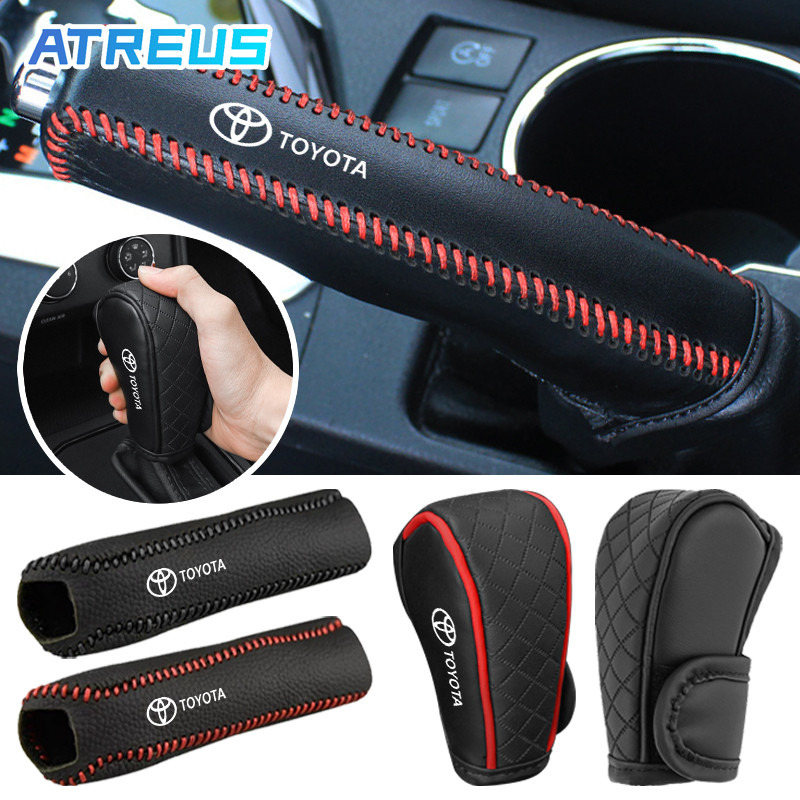 Toyota Car Handbrake Cover Leather Automobile Gear Handbrake Protective ...