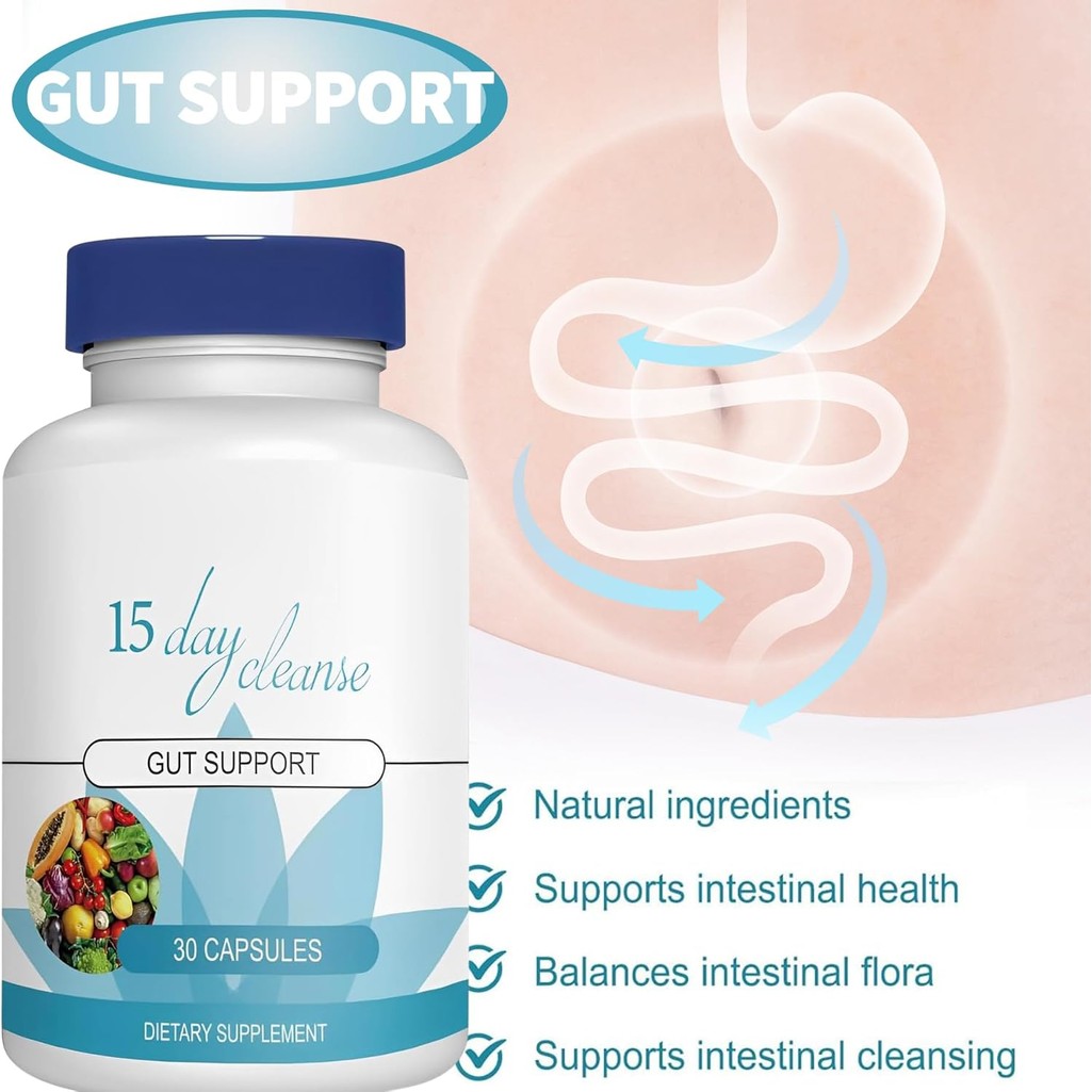 15 Day Gut Cleanse - Gut and Colon Support, 15 Day Advanced Bowel ...