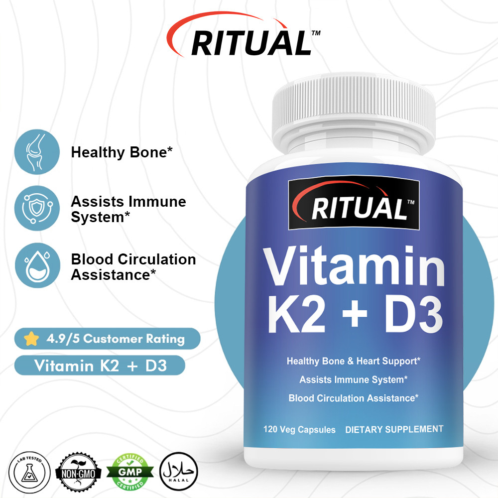 Ritual Vitamin D3 K2 Capsule Promotes Strong Bones, Calcium Absorption ...