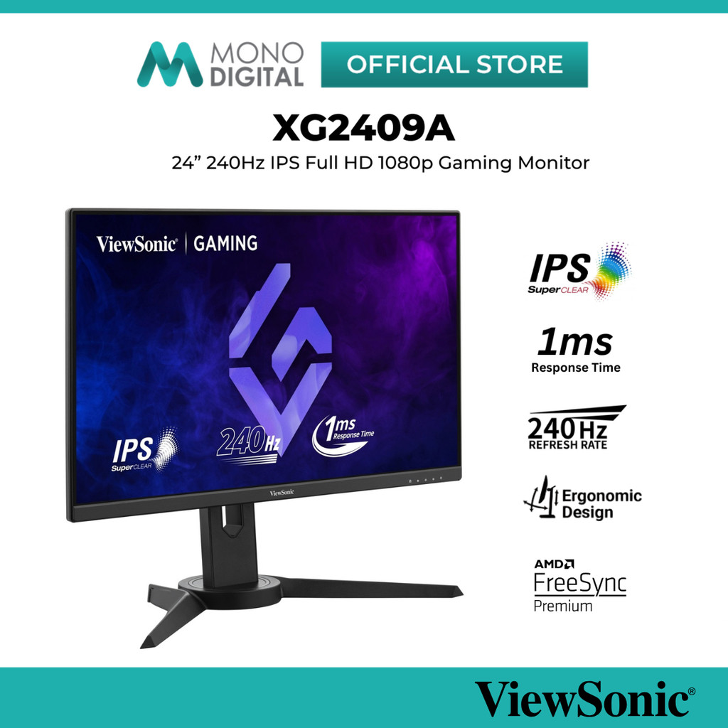 ViewSonic Gaming Monitor 240Hz 24" 27" IPS 1ms Fast-IPS XG2409A XG2709A ...