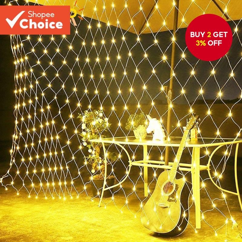 Christmas LED String Fairy Lights Net Mesh Curtain 1.5X1.5M 3X2M ...