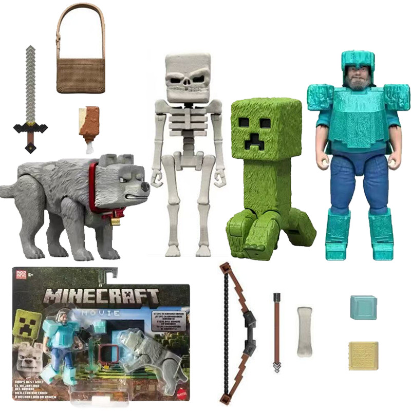 A Minecraft Movie For Minecraft Toys Steve Action Figure Wolf Skeleton ...