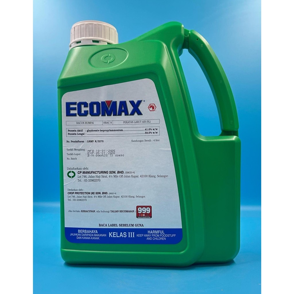 Ecomax Glyphosate 41% (4 Liter) Racun Rumput Rumpai Dan Lalang Organik ...