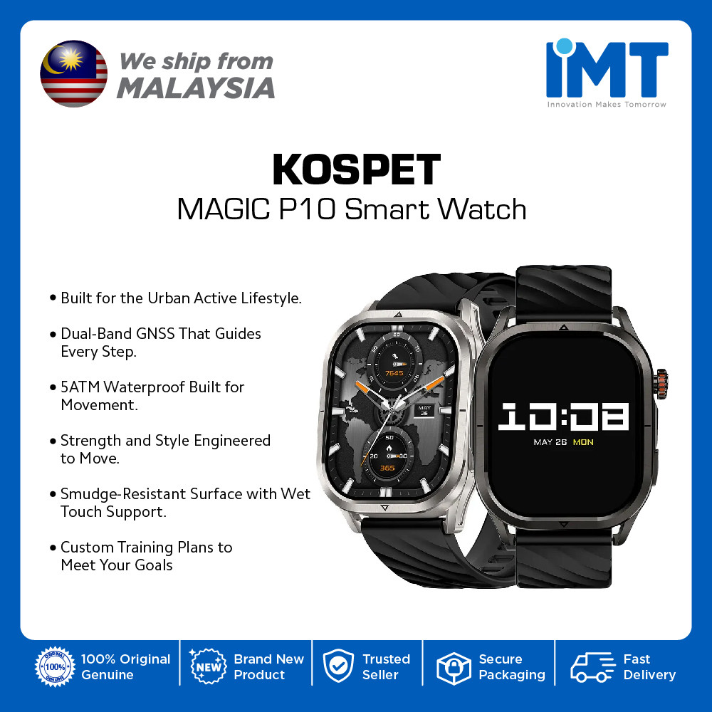 Kospet Magic P10 Smartwatch | Paparan AMOLED 1.96″ | 5 ATM Tahan Air ...