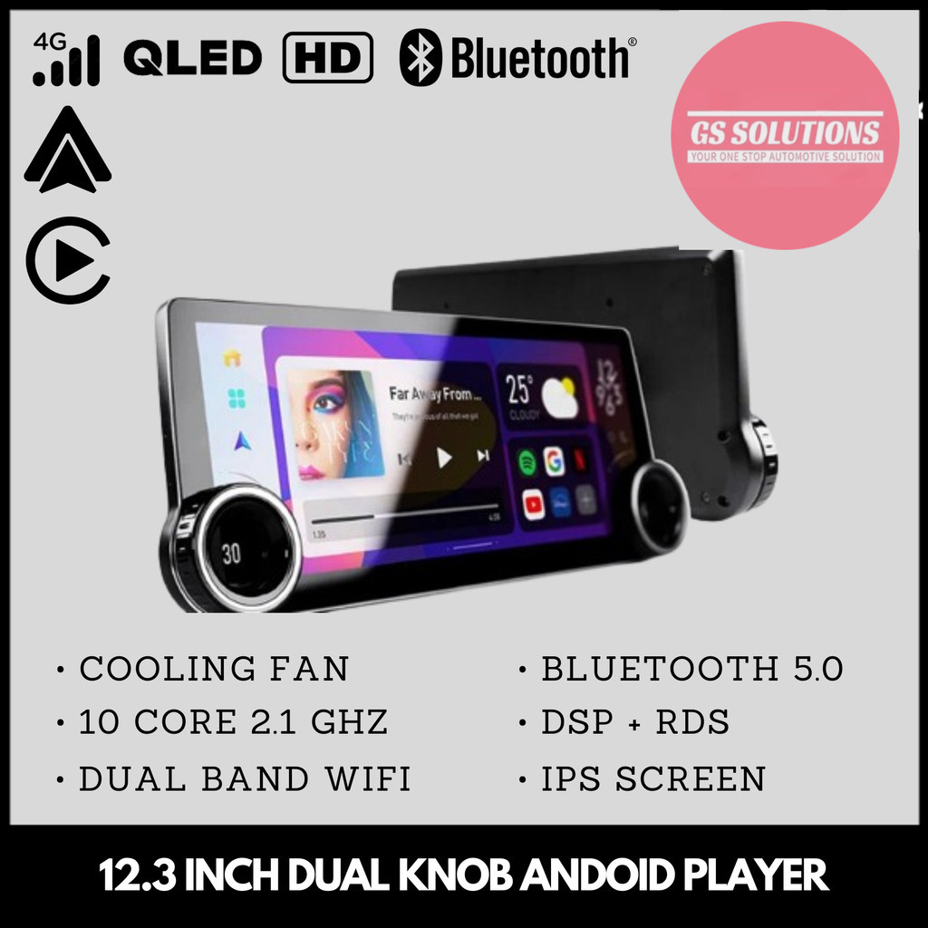 🔥12.3 Inch QLED Double Knob Android Car Player🔥 10 Core 6+128GB with 4G ...
