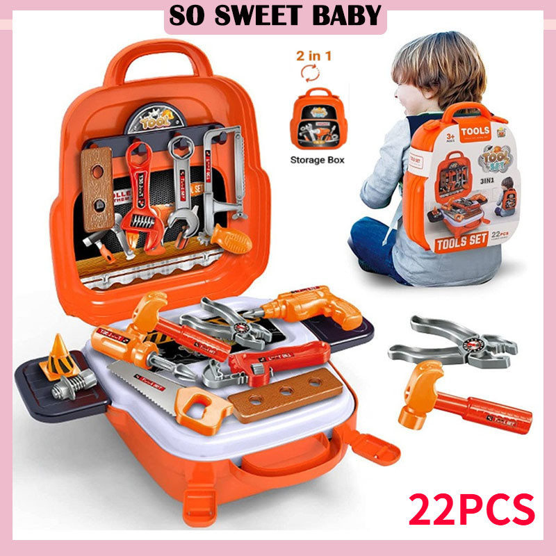 2 in 1 Tool Set Toys Pretend Play Set for Boy Simulation Repair Tools ...