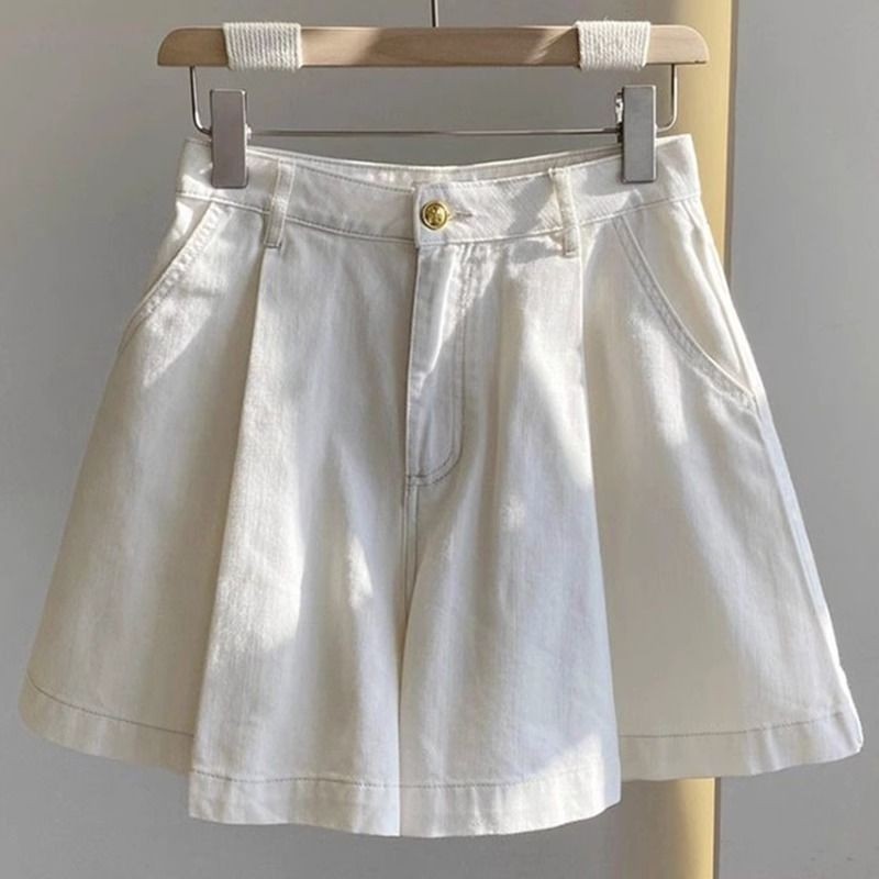 Bentuk badan berbentuk pir kelihatan kurus beige emas gesper seluar ...