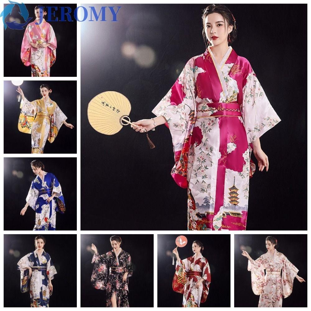 JEROMY Sakura Girl Kimono Dress, Cosplay Costume Japanese Style Traditional Japanese Kimono ...