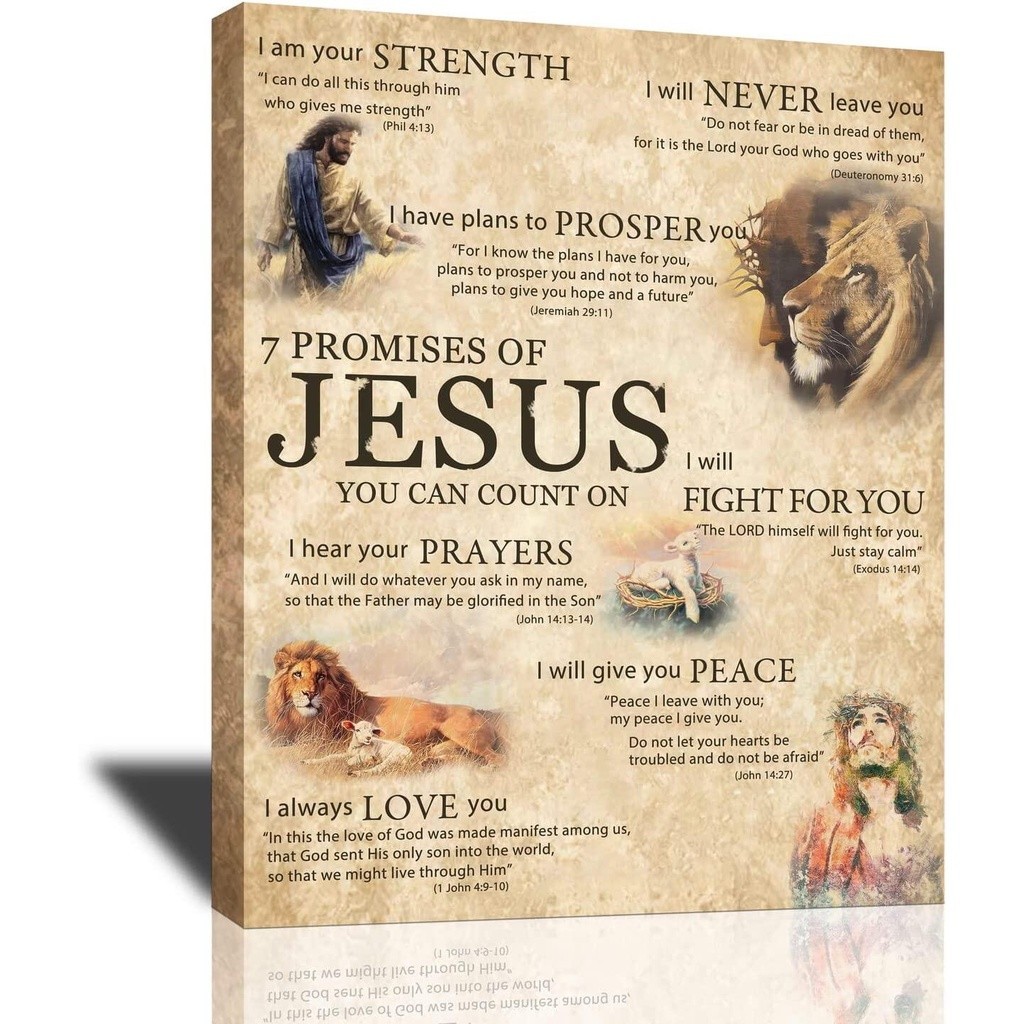 Canvas Wall Art Christian Motivational Wall Art 7 Promises Of Jesus ...