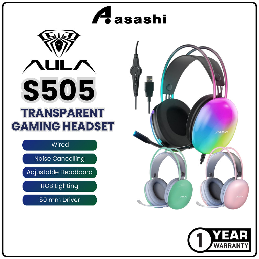 AULA S505 RGB Transparent Gaming Headset with Mic | Shopee Malaysia