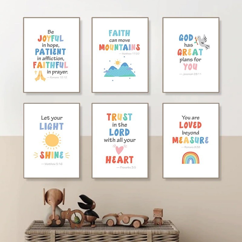 Cetakan Seni Ayat Bible Kanak-Kanak - Poster Skrip Kristiani untuk ...