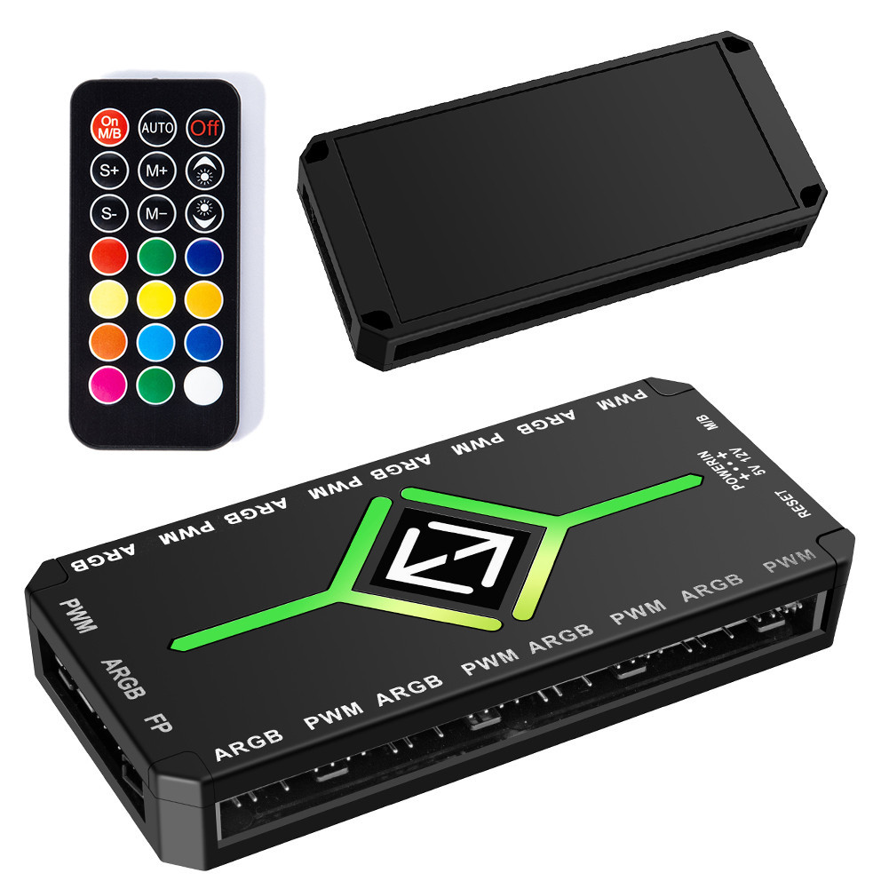 keepdreaming 1 To 9 3 in 1 PWM Fan Hub with Remote ARGB Fan HUB ...