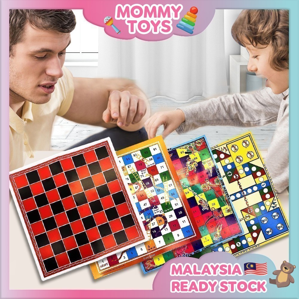Family Friendly Traditional Papan Boardgame Card Dam Draughts Chess ...