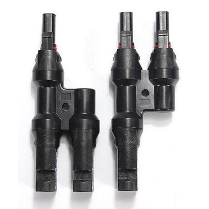 1 Pair MC4 T-branch Solar Panel Connectors Set Cable Splitter Coupler ...