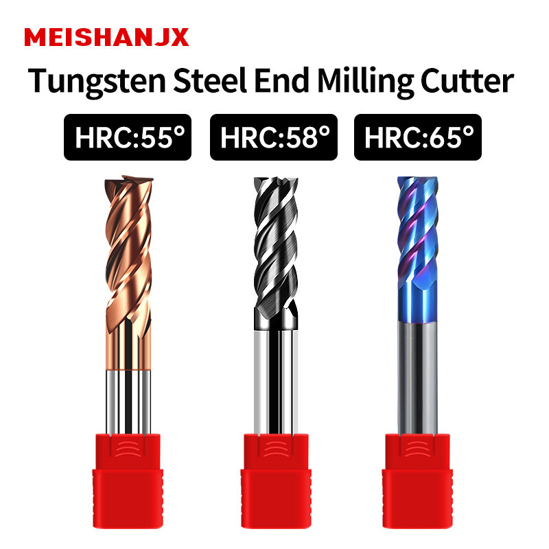 Carbide End Mill HRC55-65 Tungsten Steel Flat Bottom Milling Cutter CNC ...