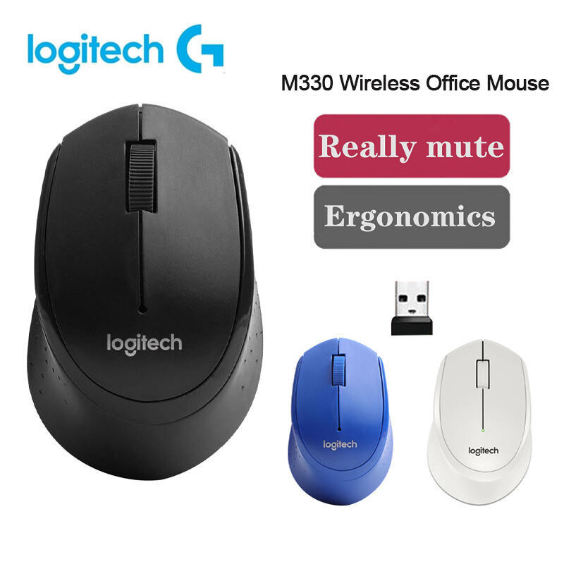 Wireless Mouse M330 Silent Mouse 2.4GHz 1000DPI with USB Receiver Silent 3-button USB Optical ...