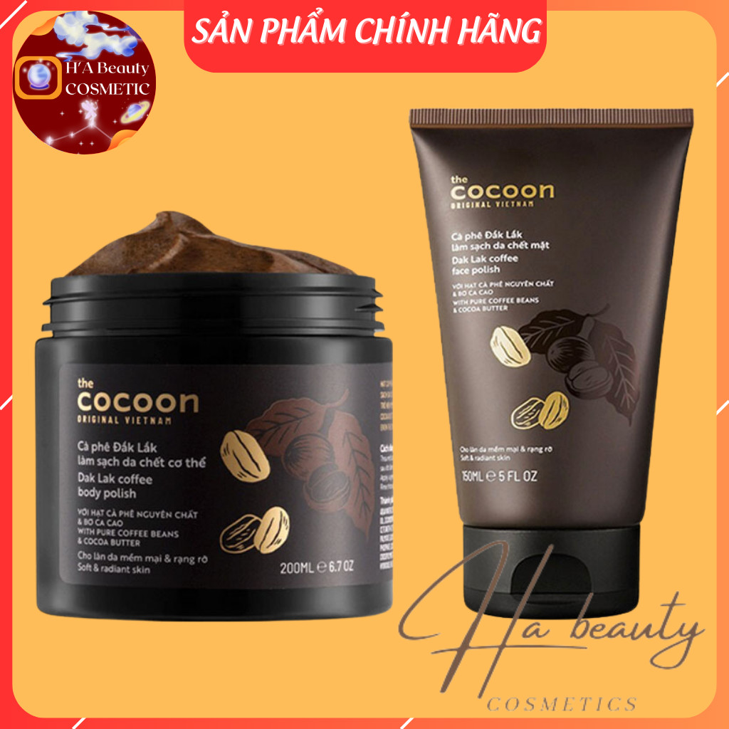 Cocoon Dak Lak coffee set to clean dead skin: face 150ml + body 200ml ...