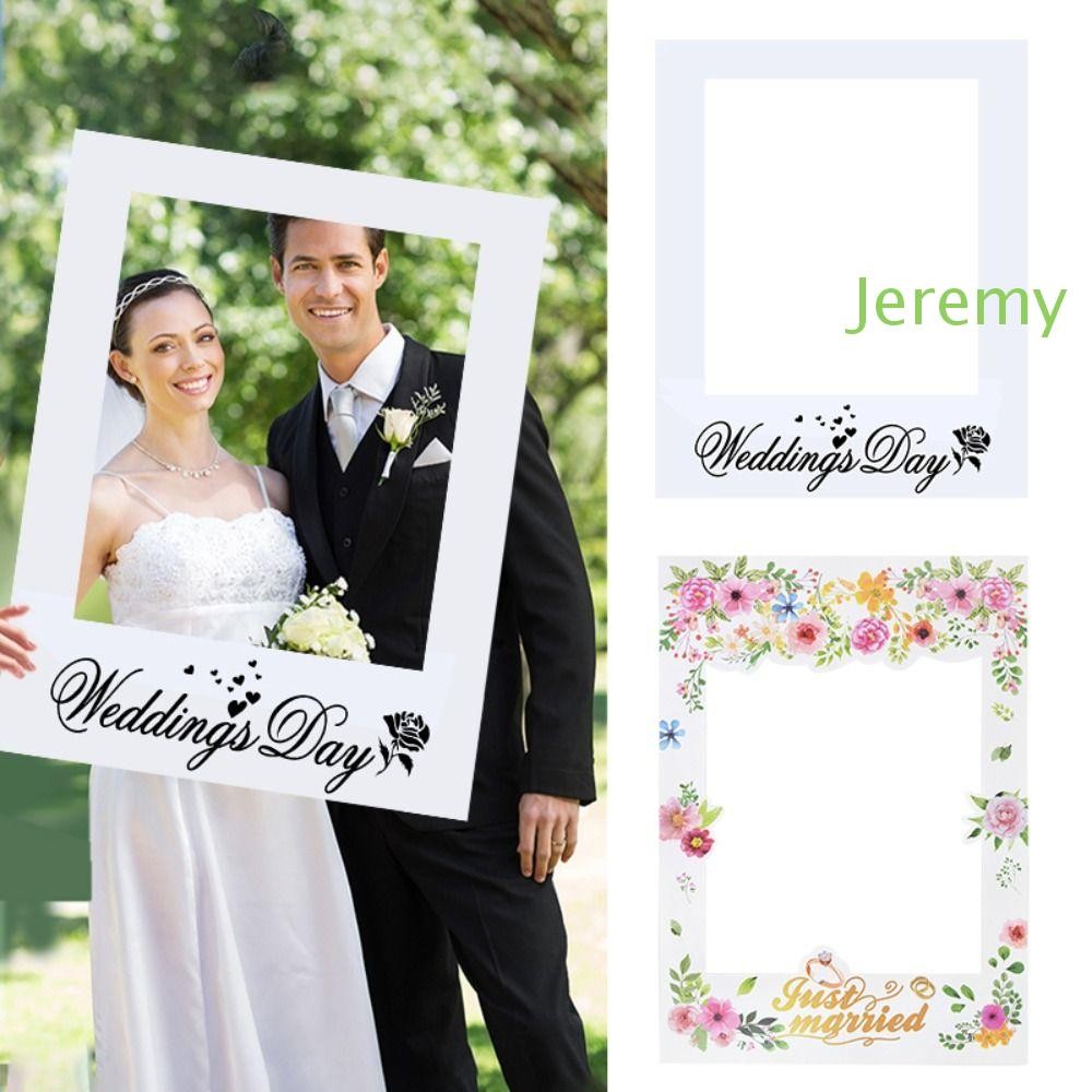 JEREMY1 Just Married Photo Booth Frame Props, Romantic Funny Team Bride ...