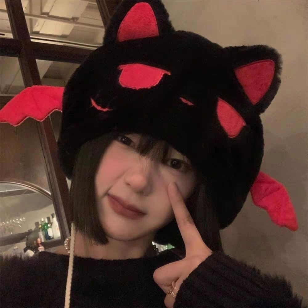 Little Devil Cat Ears Plush Bonnet Children's Autumn and Winter ...