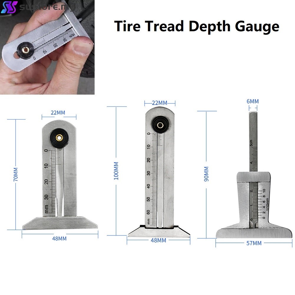 [Super] Stainless Steel Car Tyre Tire Tread Depth Gauge Meter Ruler ...
