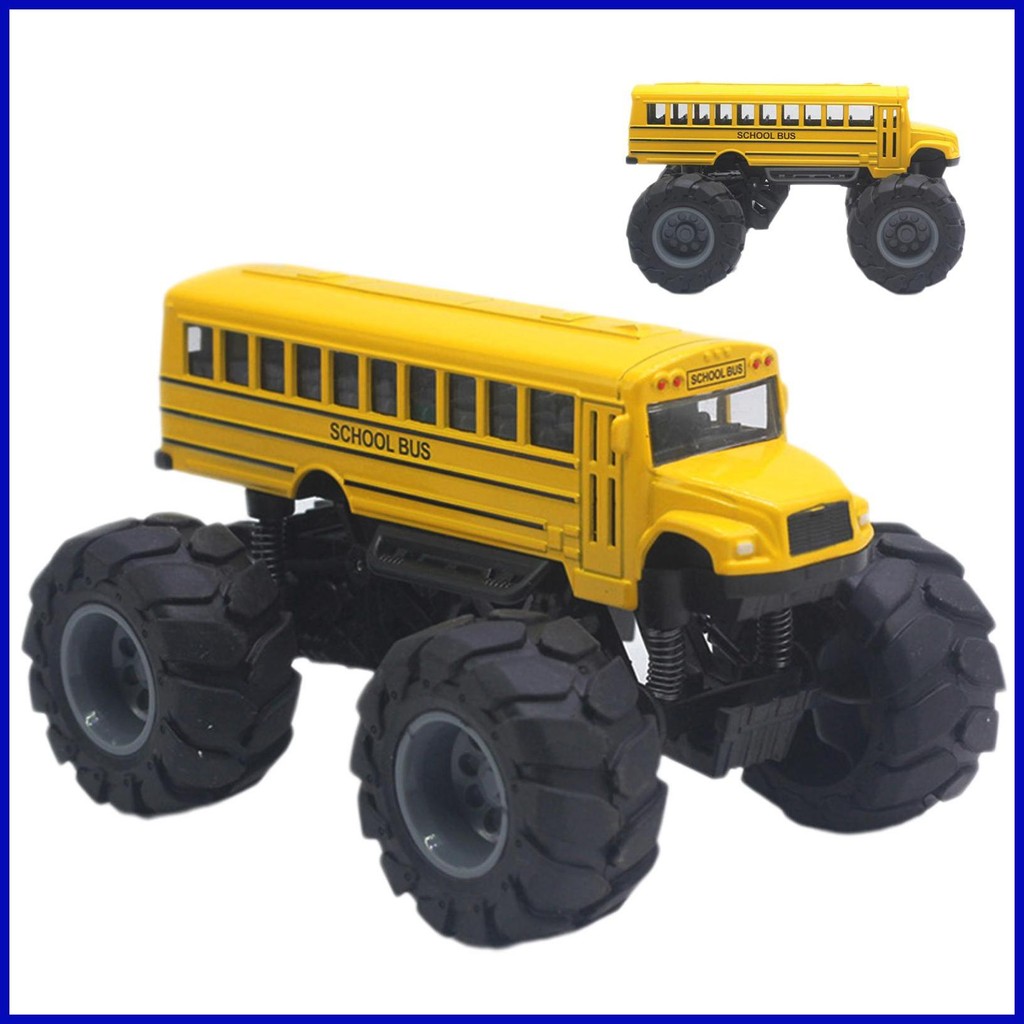 Push School Bus Toy Alloy School Bus with Pull-Back Action Friction ...