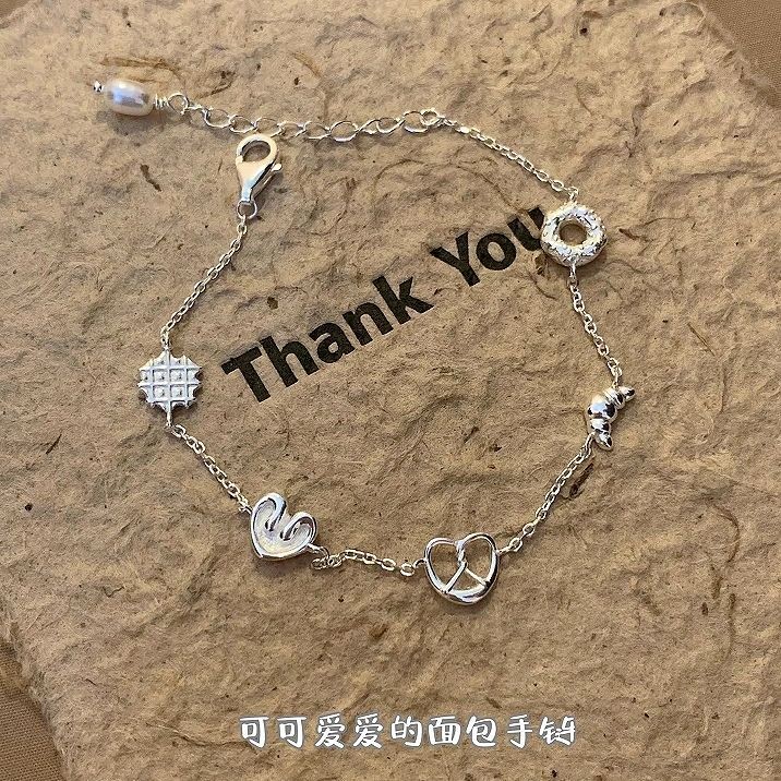 [Rayitrs] 925 Sterling Silver Bread Head Bracelet Female ins High-End ...