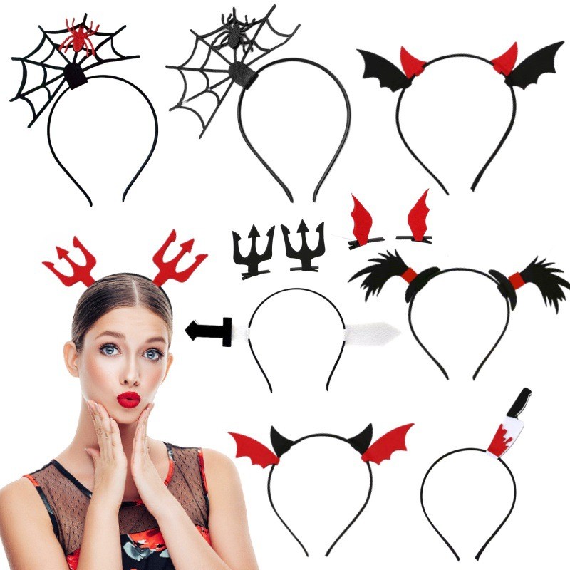 New Halloween Hair Devil Horn Headband Spider Hairband Party Masquerade ...