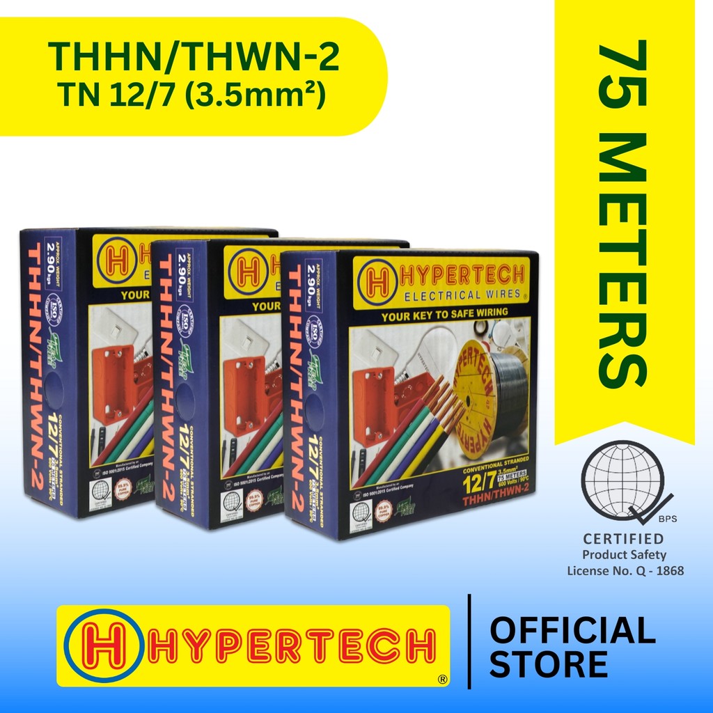 HYPERTECH THHN/THWN-2 Stranded Wire 12/7 - 75 Meters - Pure Copper Electrical Wire Philippine ...
