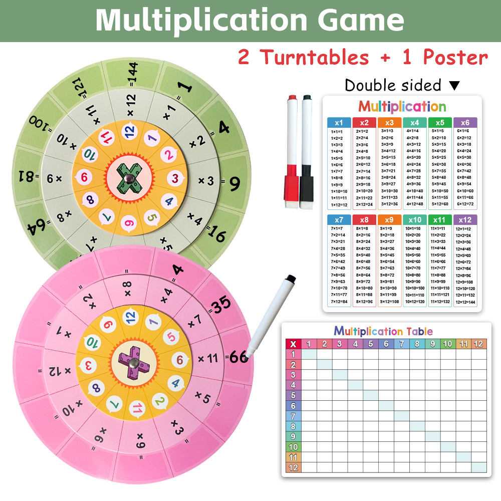 1-12 Multiplication Training Turntable Spinner for Kids Children Number Round Multiplication ...