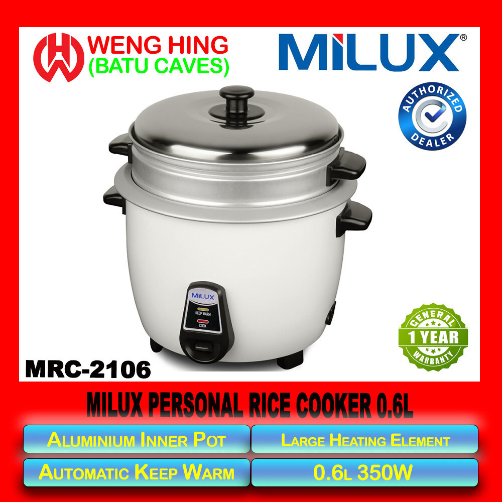Milux Personal Mini Rice Cooker C/W Aluminum Food Steamer 0.6L (1-2 ...