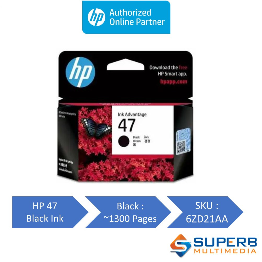 HP 47 Black / Tri-Color Original Cartridge [6ZD21AA / 6ZD61AA] | Shopee ...