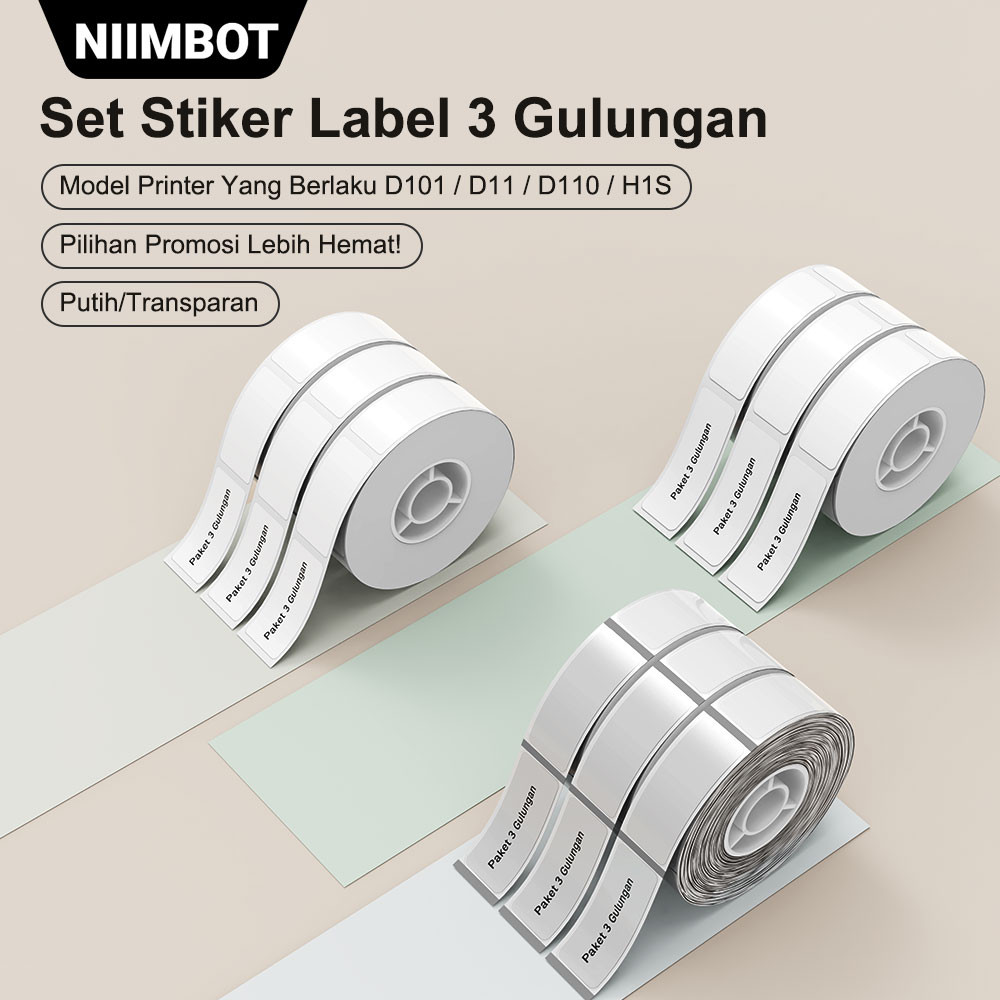 PUTIH 【3 Rolls】niimbot D11/D110/D101 White/Transparent Label Stickers ...
