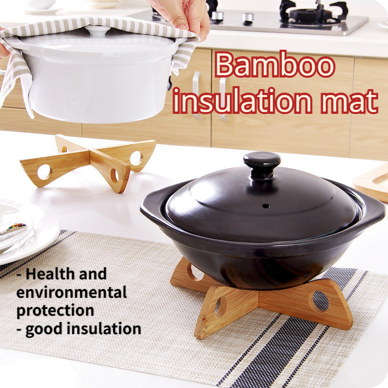 Bamboo Pot Holder Household Goods Anti-Scalding Pot Lid Mat Heat ...